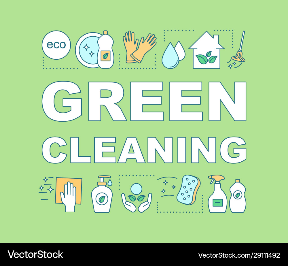 Green cleaning word concepts banner Royalty Free Vector
