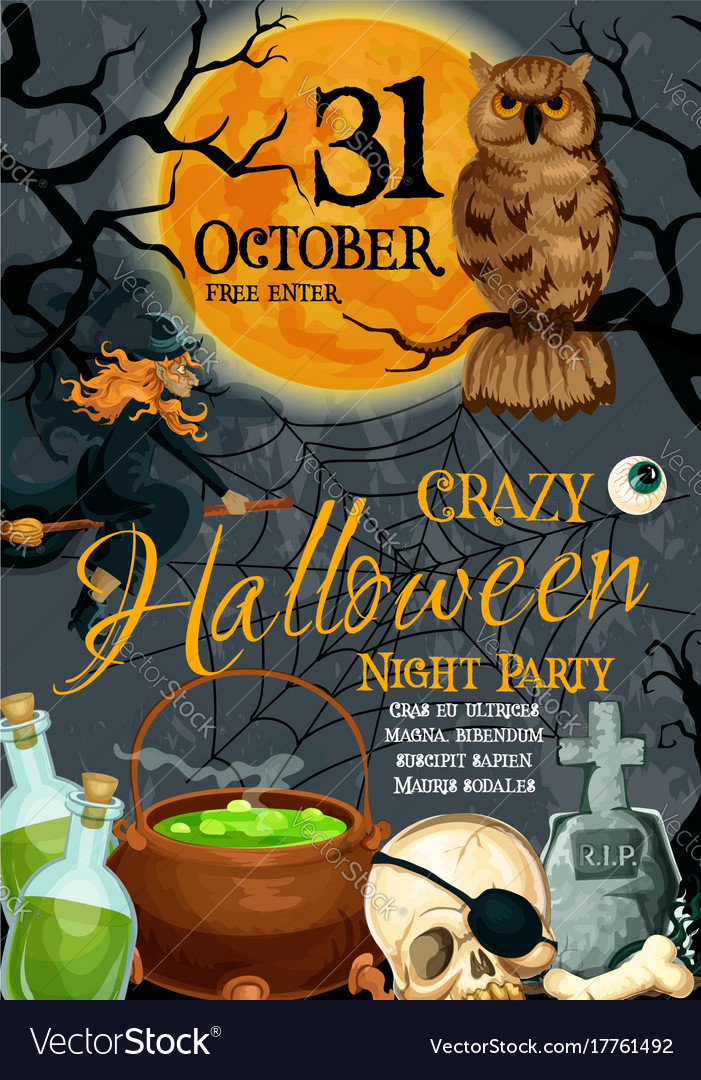 Halloween poster for october holiday party Vector Image