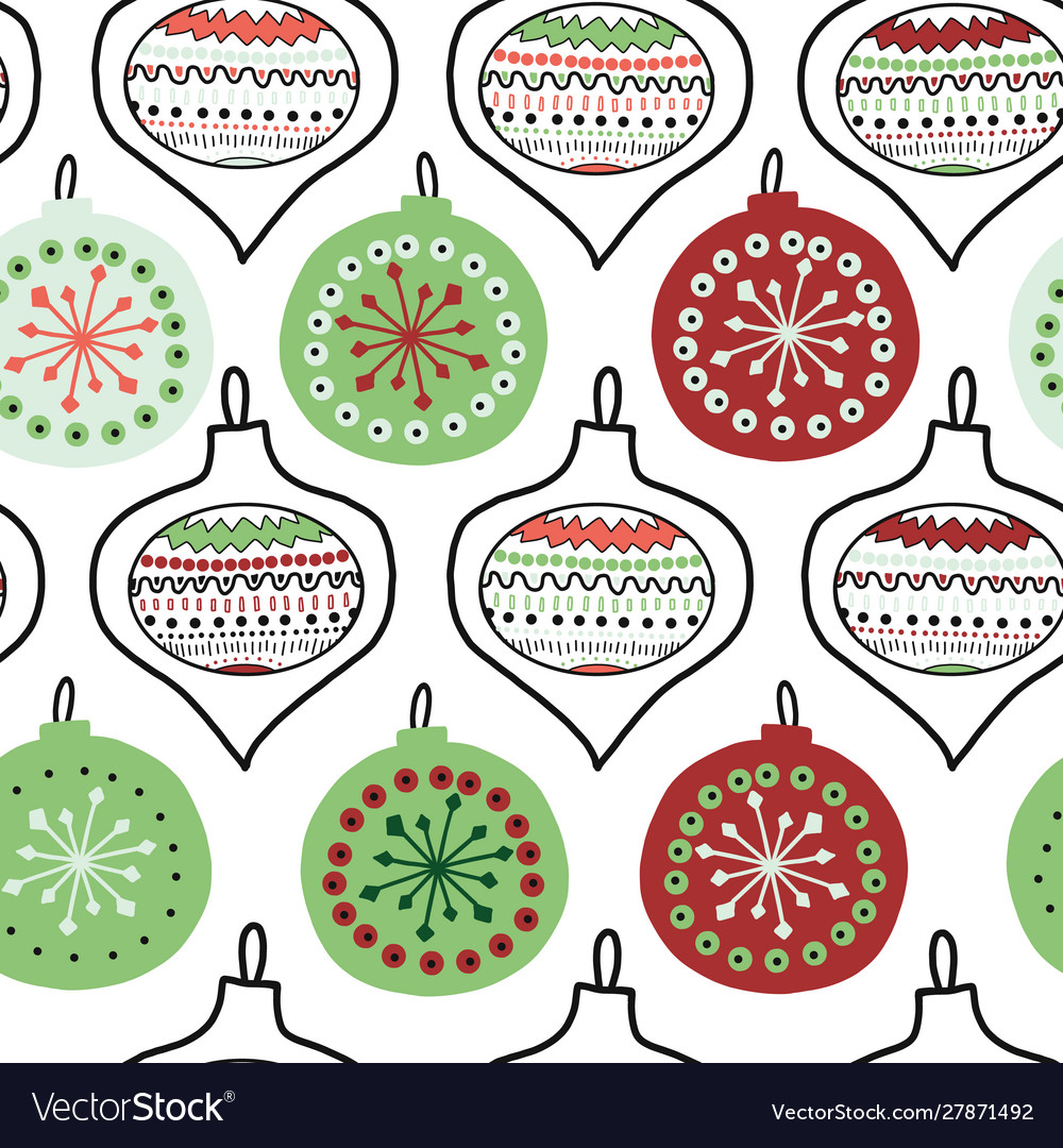 Hand drawn doodle christmas tree ornaments Vector Image