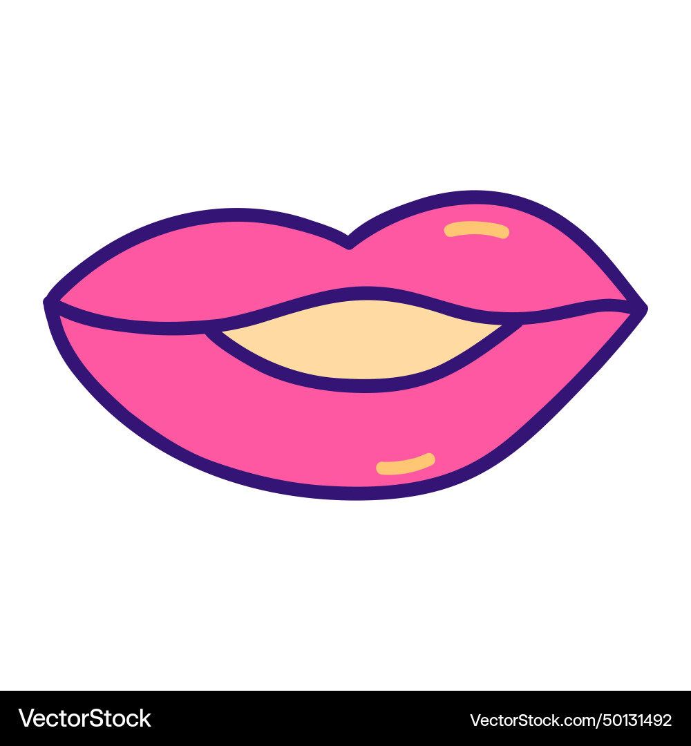 Pink female lips icon valentines day Royalty Free Vector