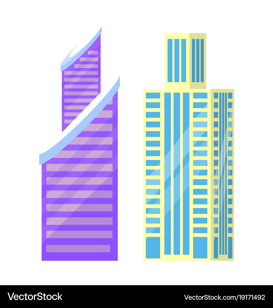 Set city buildings icons Royalty Free Vector Image