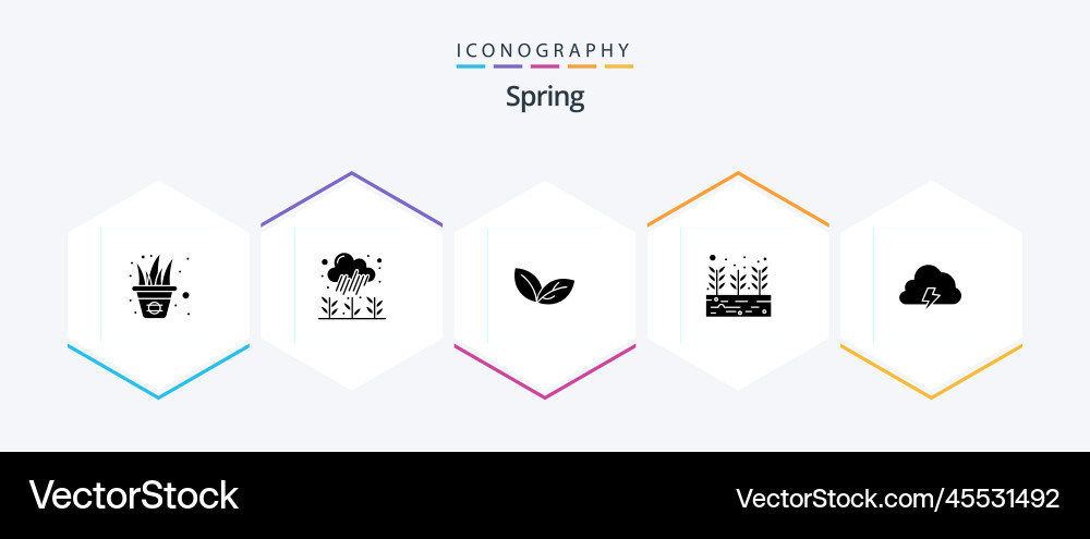 Spring 25 glyph icon pack including cloud seed Vector Image