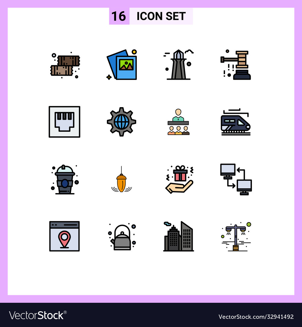 User interface pack 16 basic flat color filled Vector Image