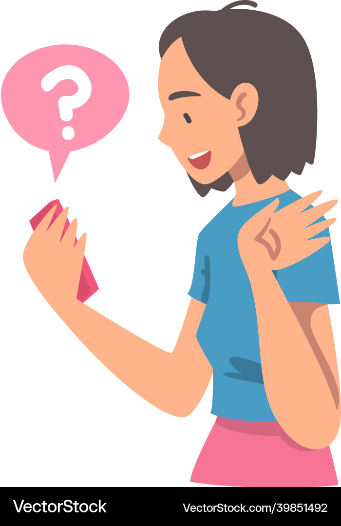 Young woman character asking question using Vector Image