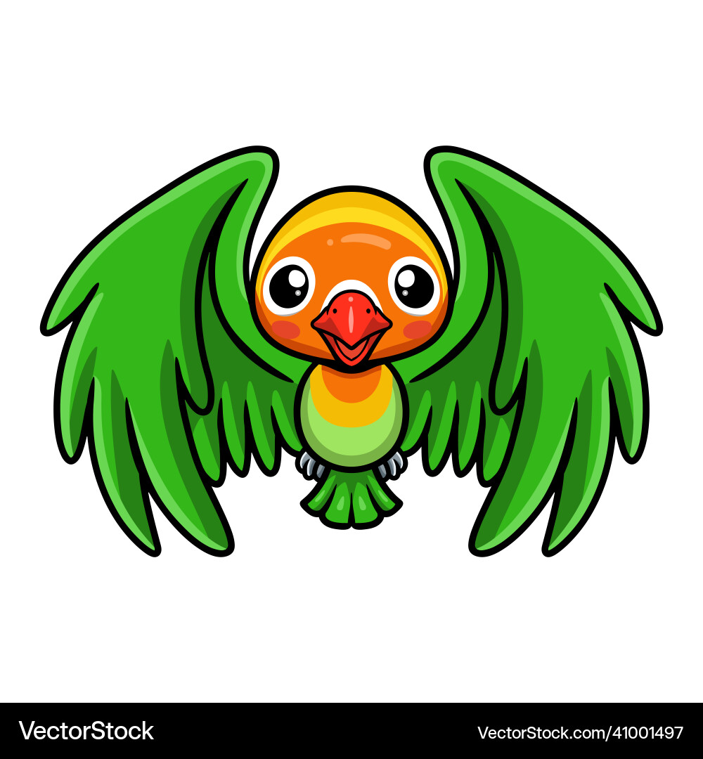 Cute little parrot cartoon flying Royalty Free Vector Image