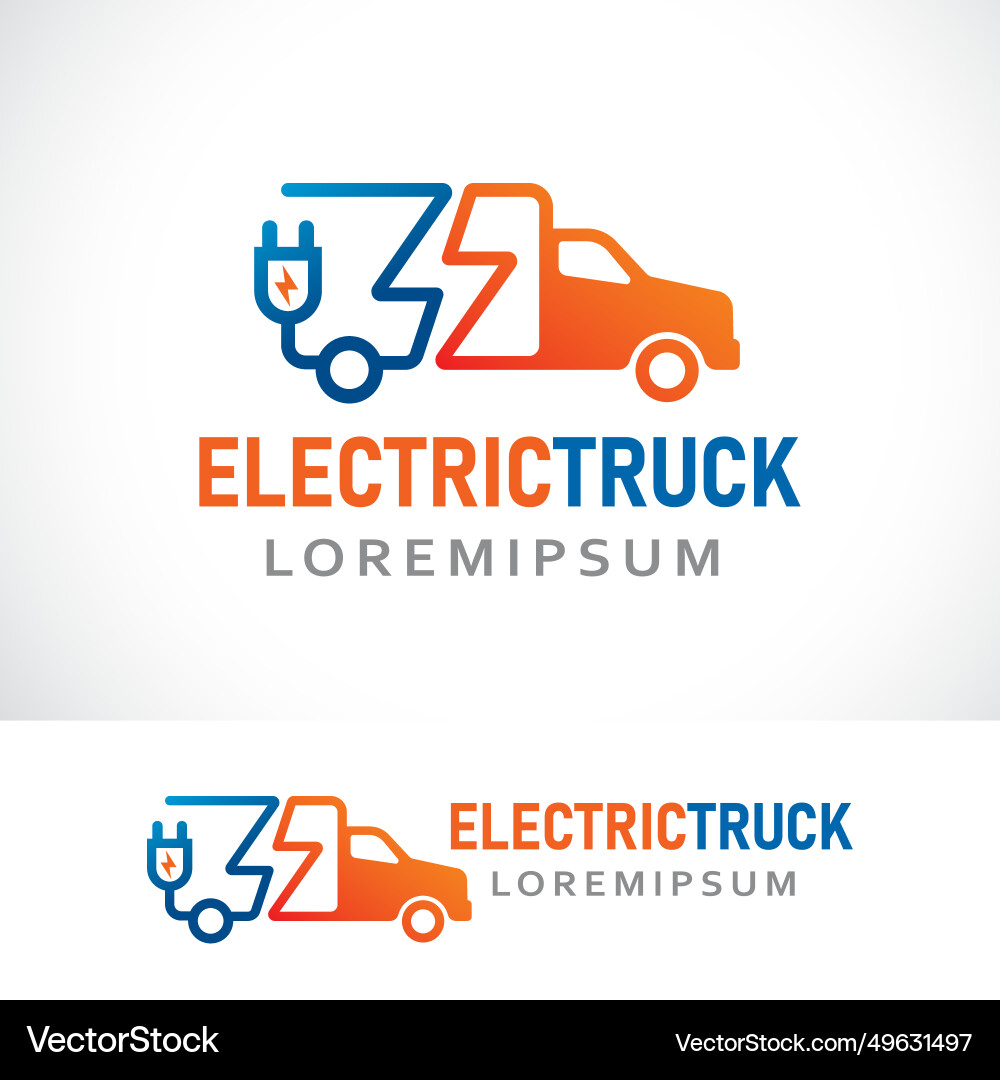 Electric truck logo design template Royalty Free Vector