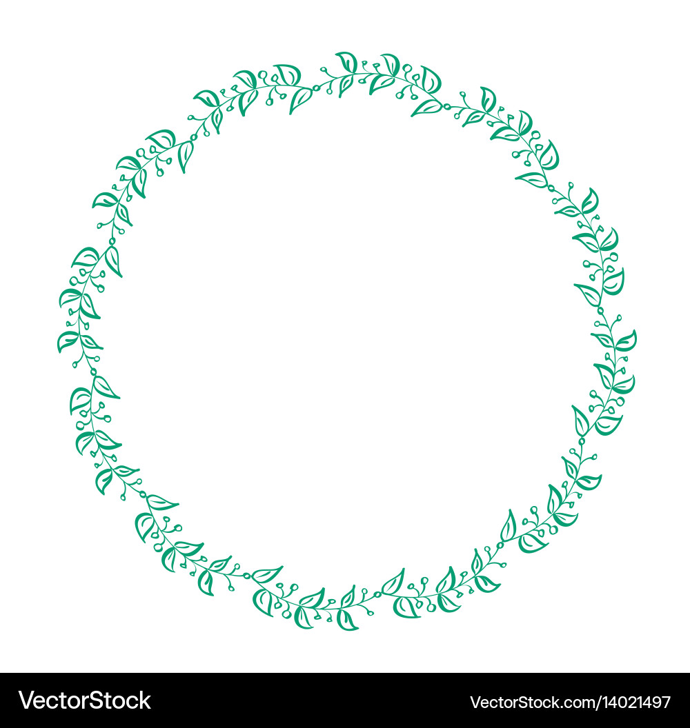 Green round frame leaves isolated on white Vector Image