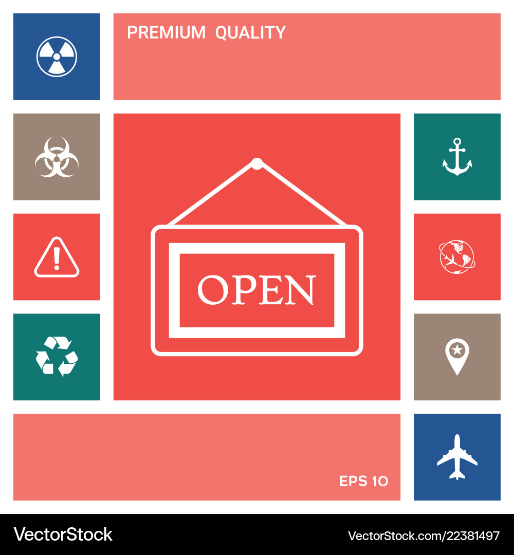Information plate with open sign board hanging Vector Image