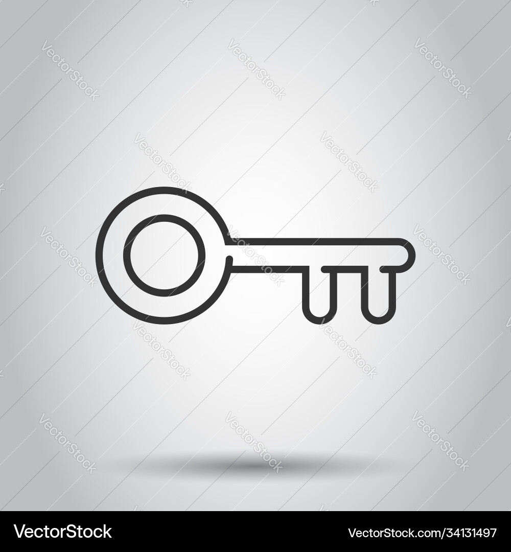 Key icon in flat style password on white isolated Vector Image