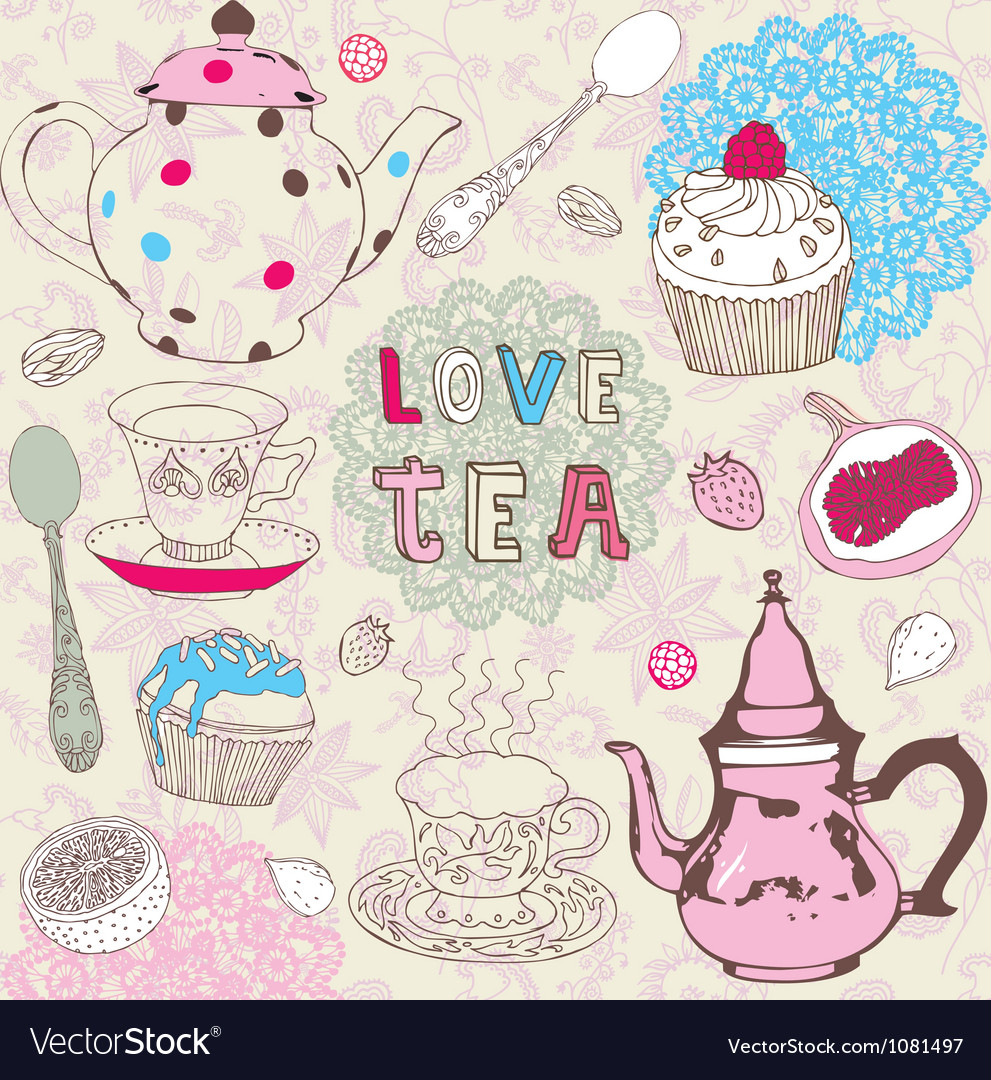 Love tea pattern Royalty Free Vector Image - VectorStock
