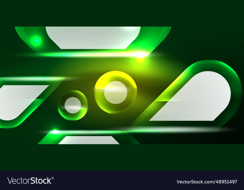 Neon glowing geometric shapes abstract Royalty Free Vector
