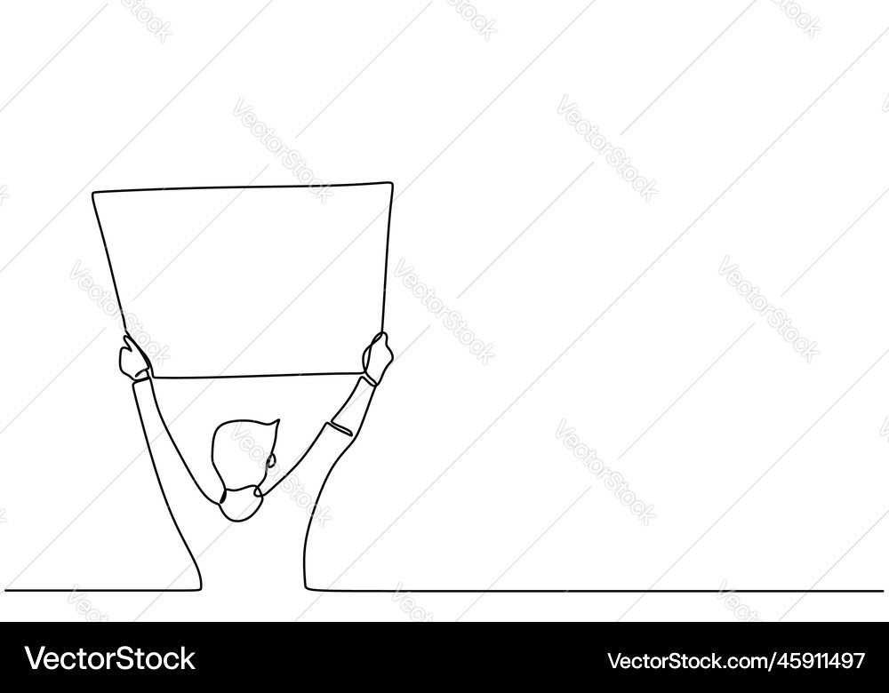 One continuous line drawing of a protester Vector Image