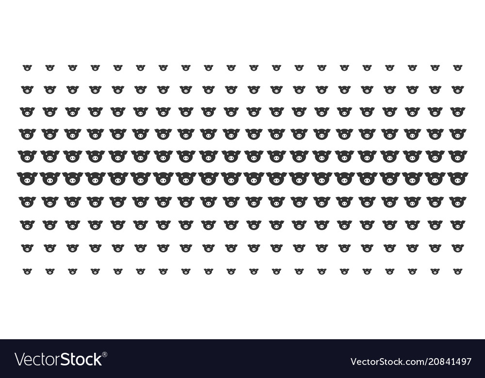 Pig head shape halftone array Royalty Free Vector Image