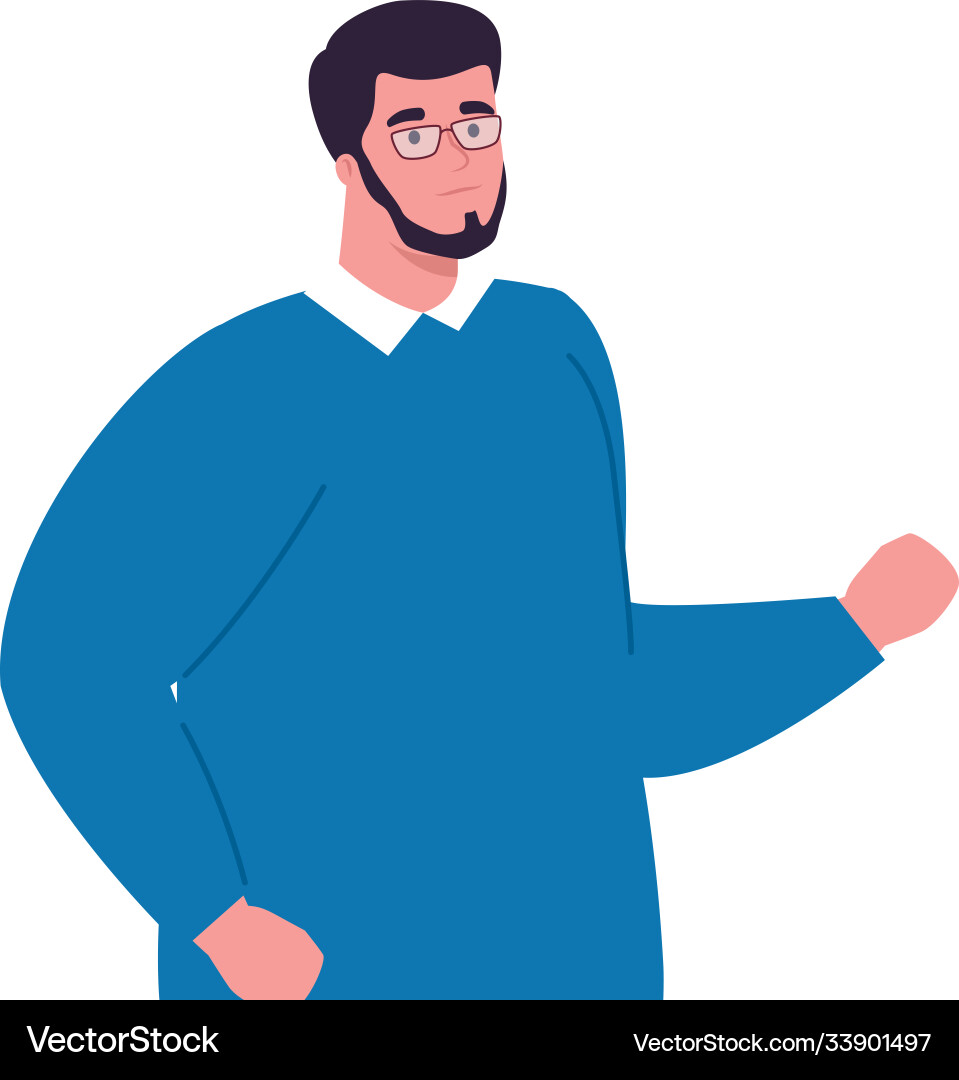 Plus size man cartoon with beard and glasses Vector Image