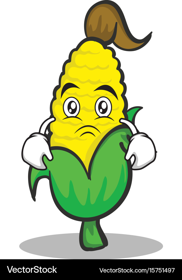 Sad face sweet corn character cartoon Royalty Free Vector