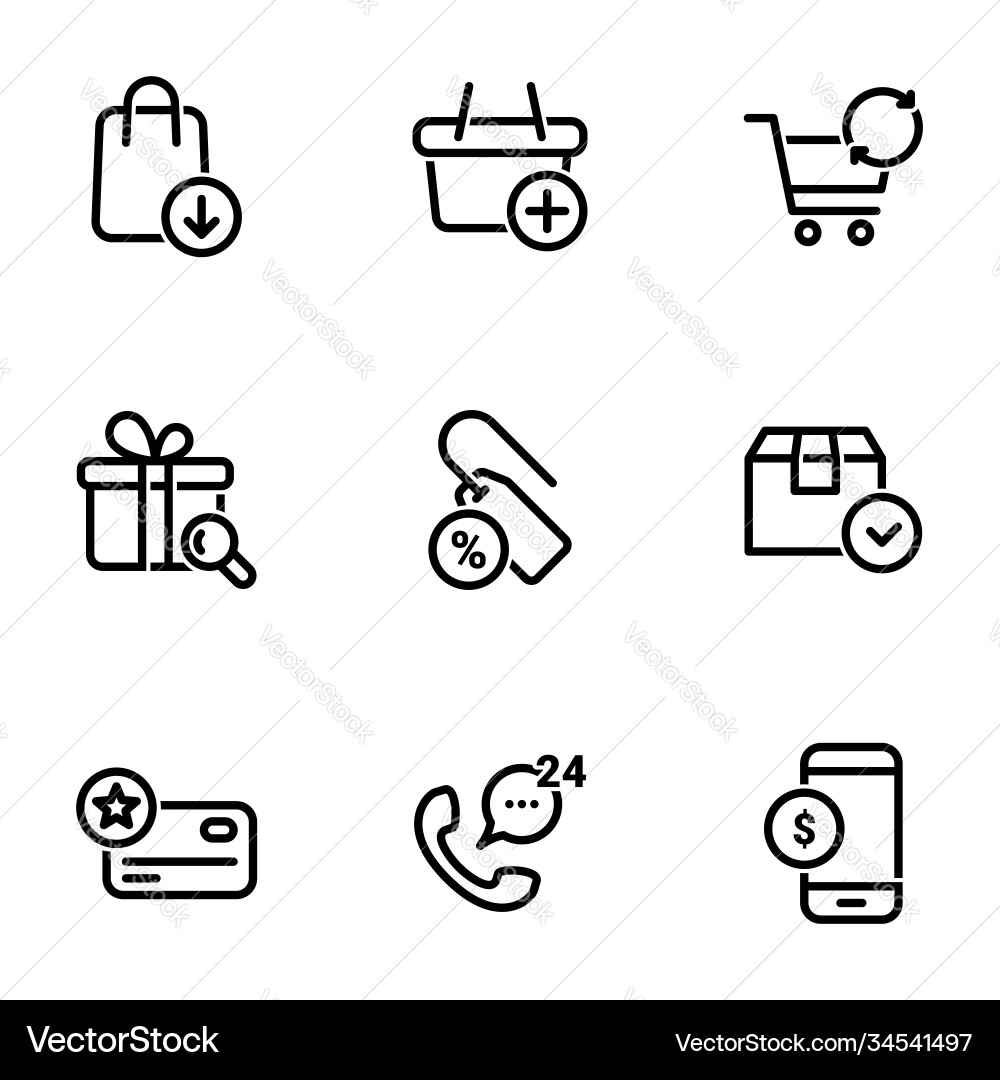 Set icons on a theme shopping Royalty Free Vector Image