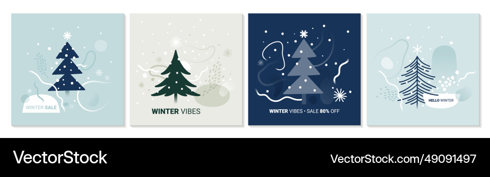 Set of square abstract winter backgrounds Vector Image