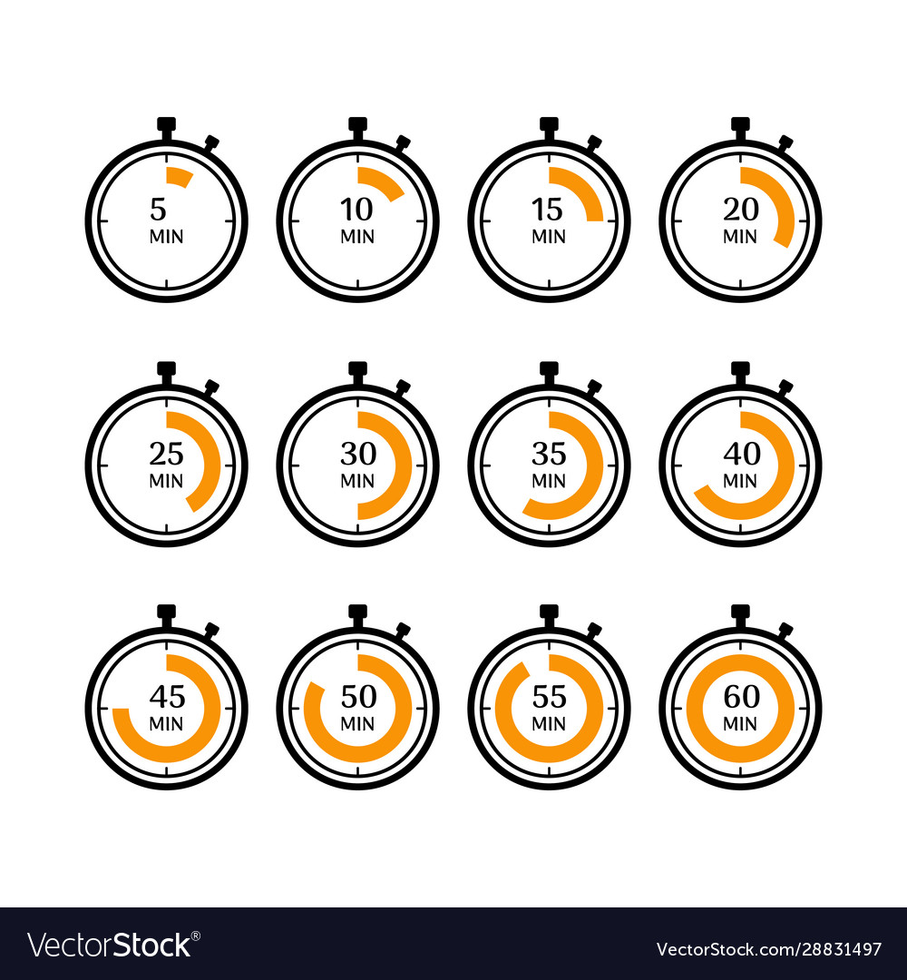 Set Simple Timers Clock Count Elements Royalty Free Vector