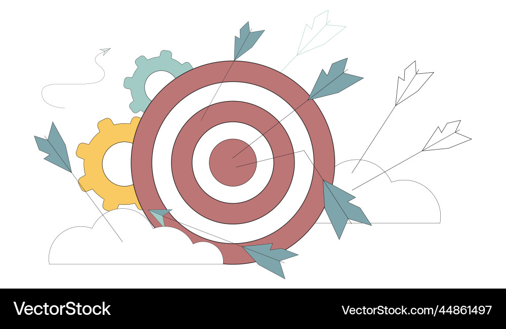 Target hit many arrows and missed Royalty Free Vector Image