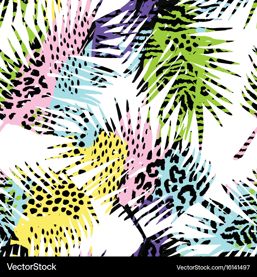 Trendy seamless exotic pattern with palm animal Vector Image