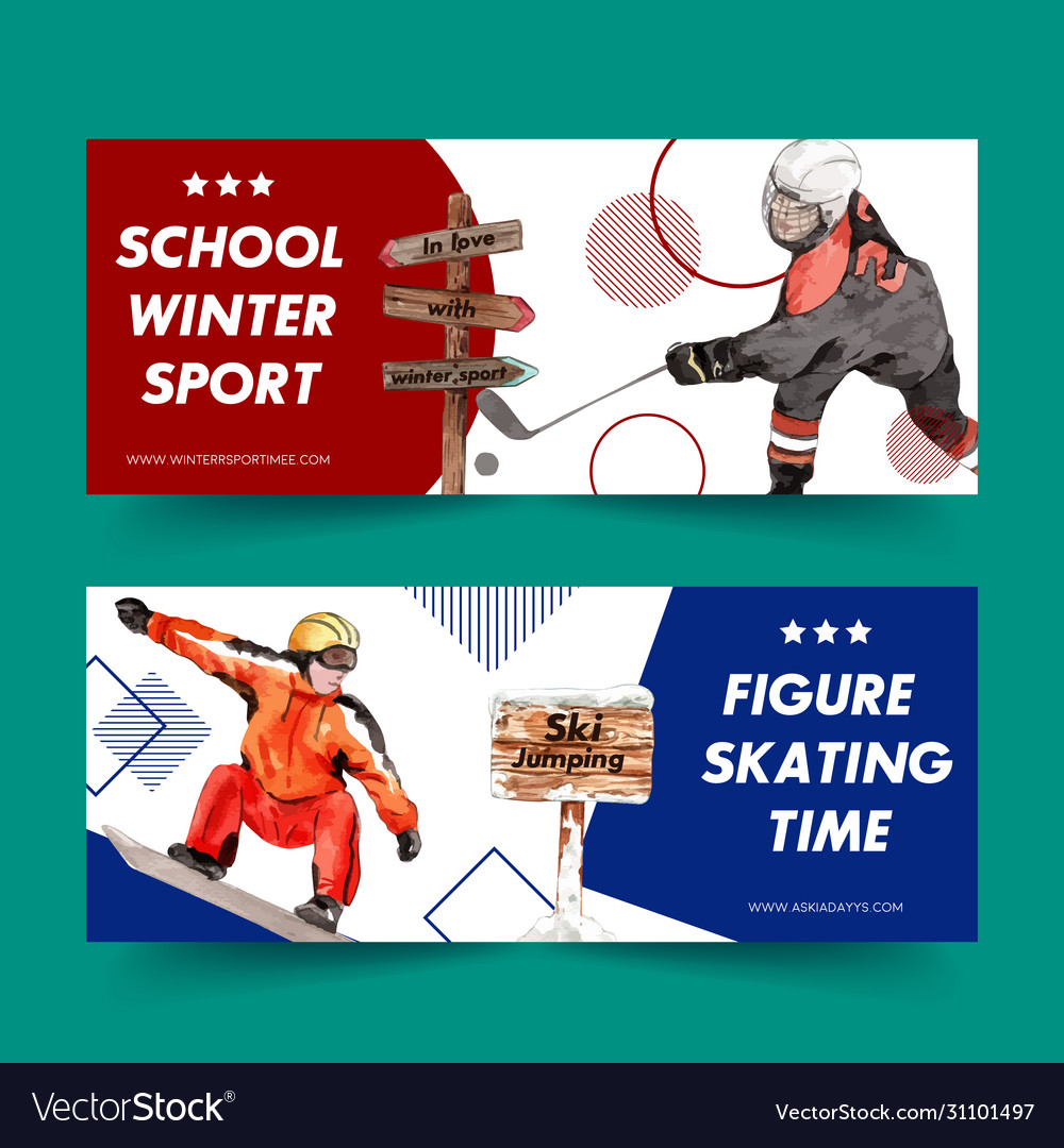 Winter sport banner design with hockey skate Vector Image