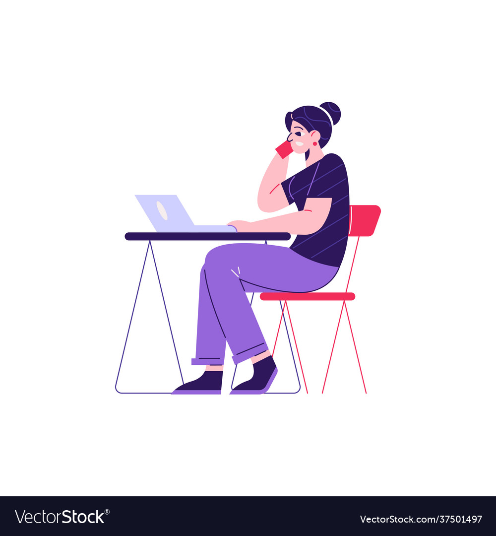 Working at table composition Royalty Free Vector Image