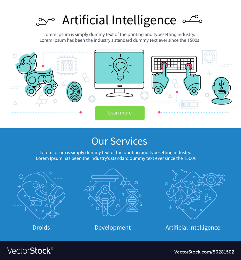 Artificial intelligence banner set Royalty Free Vector Image