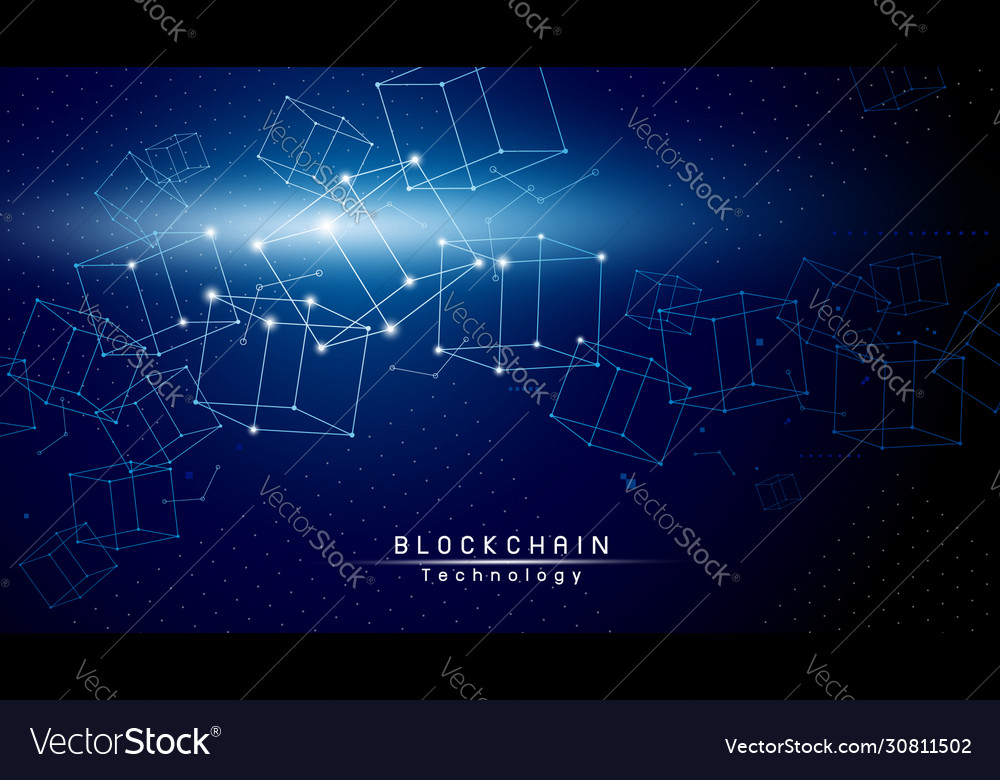 Blockchain technology design on blue background Vector Image Blockchain technology design on blue background Vector Image