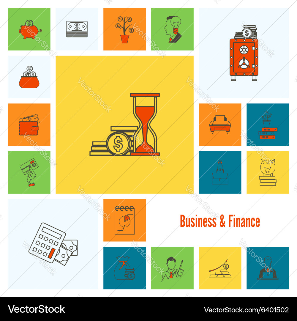 Business and finance icon set Royalty Free Vector Image
