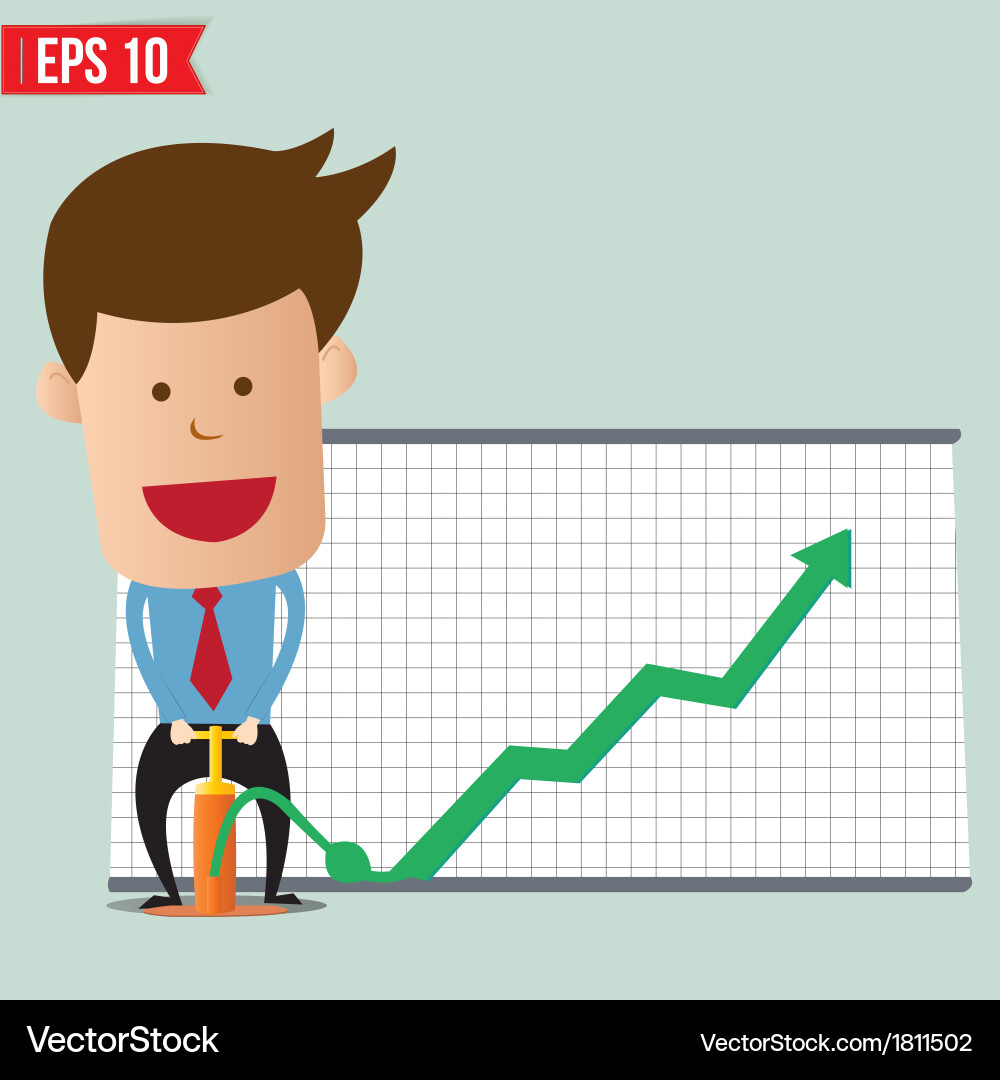 Cartoon business man pump graph - eps10 Royalty Free Vector