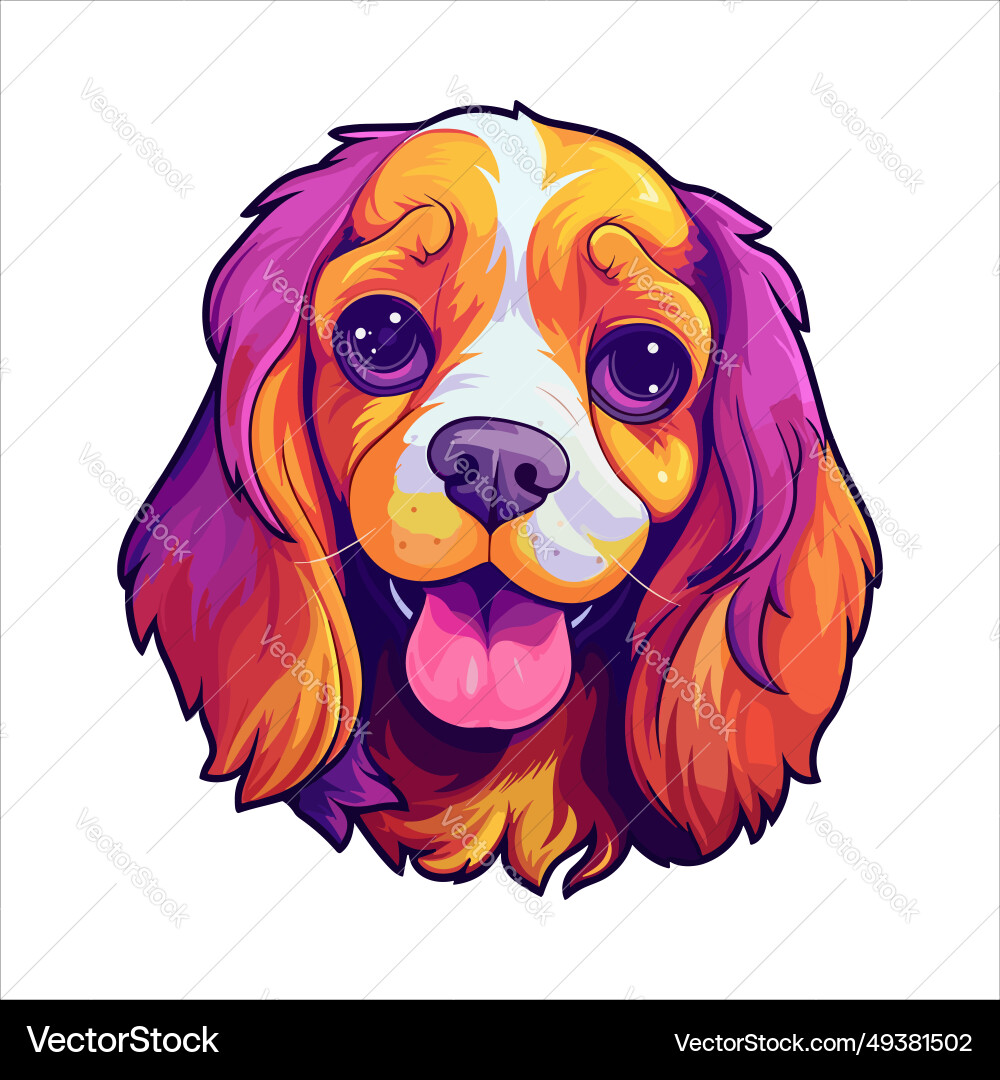 Cavalier king charles spaniel dog breed colorful Vector Image