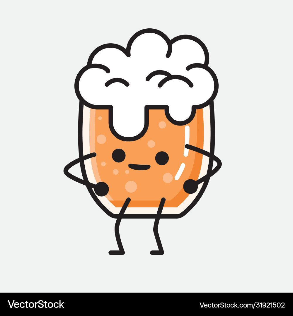 Cute beer mascot character in flat design style Vector Image