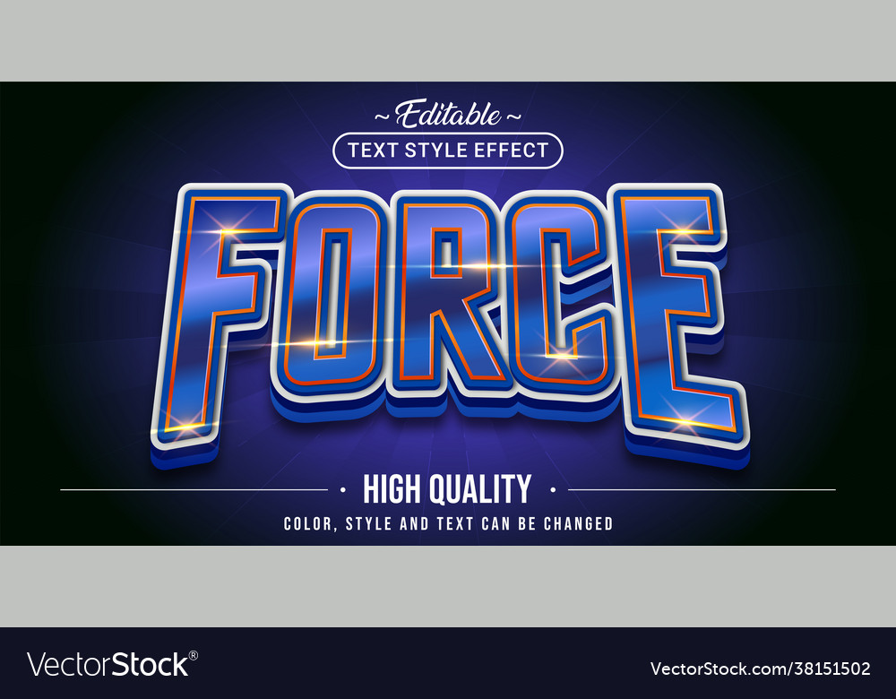 Editable text style effect - force Royalty Free Vector Image