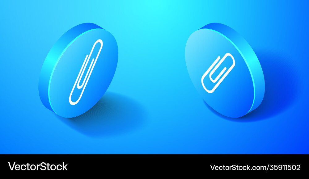 Isometric paper clip icon isolated on blue Vector Image