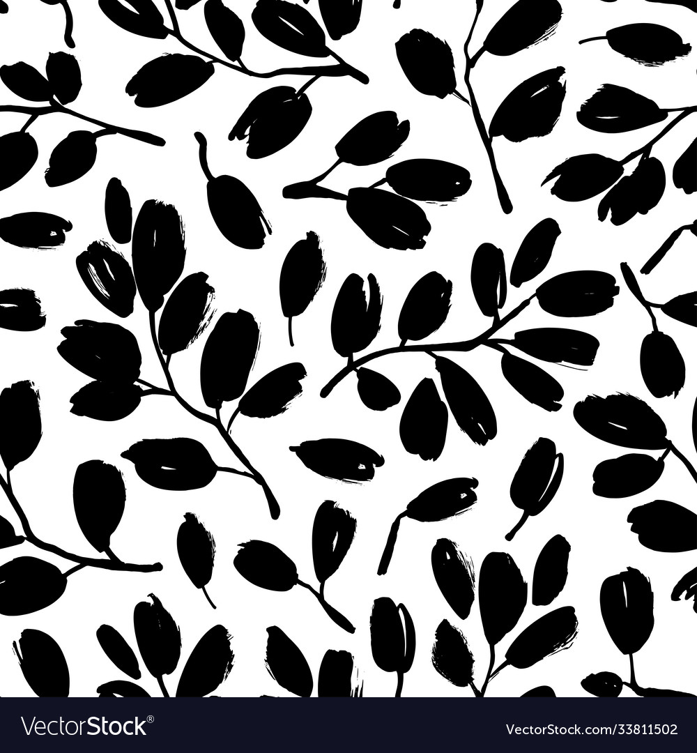 Leaves and branches seamless pattern Royalty Free Vector