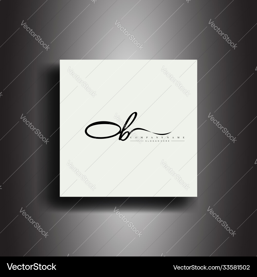 Ob signature style monogramcalligraphic lettering Vector Image