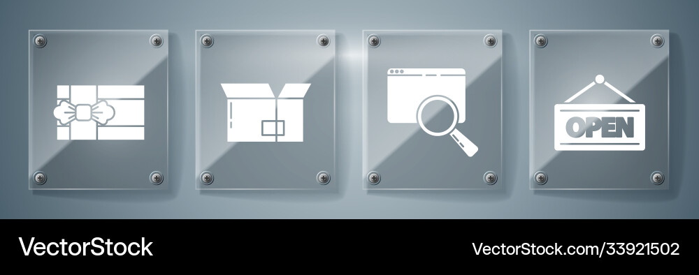 Set hanging sign with open search in a browser Vector Image