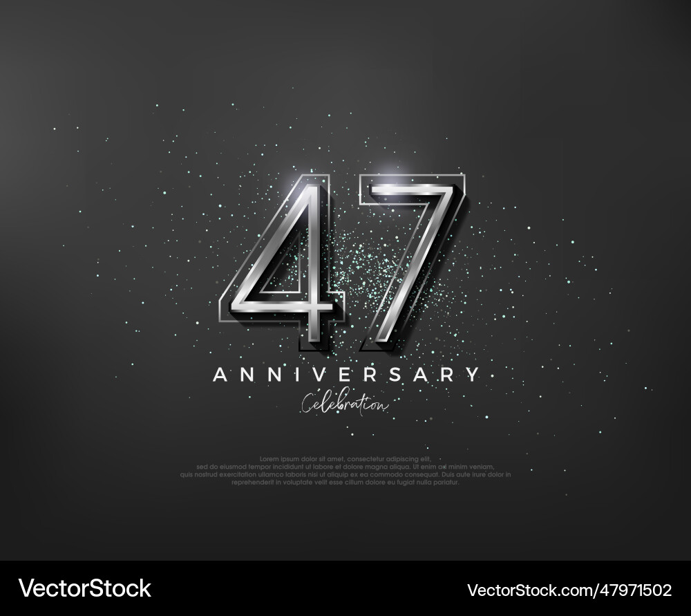 Silver metallic number design premium number 47th Vector Image