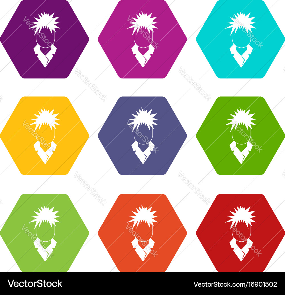 Singer icon set color hexahedron Royalty Free Vector Image