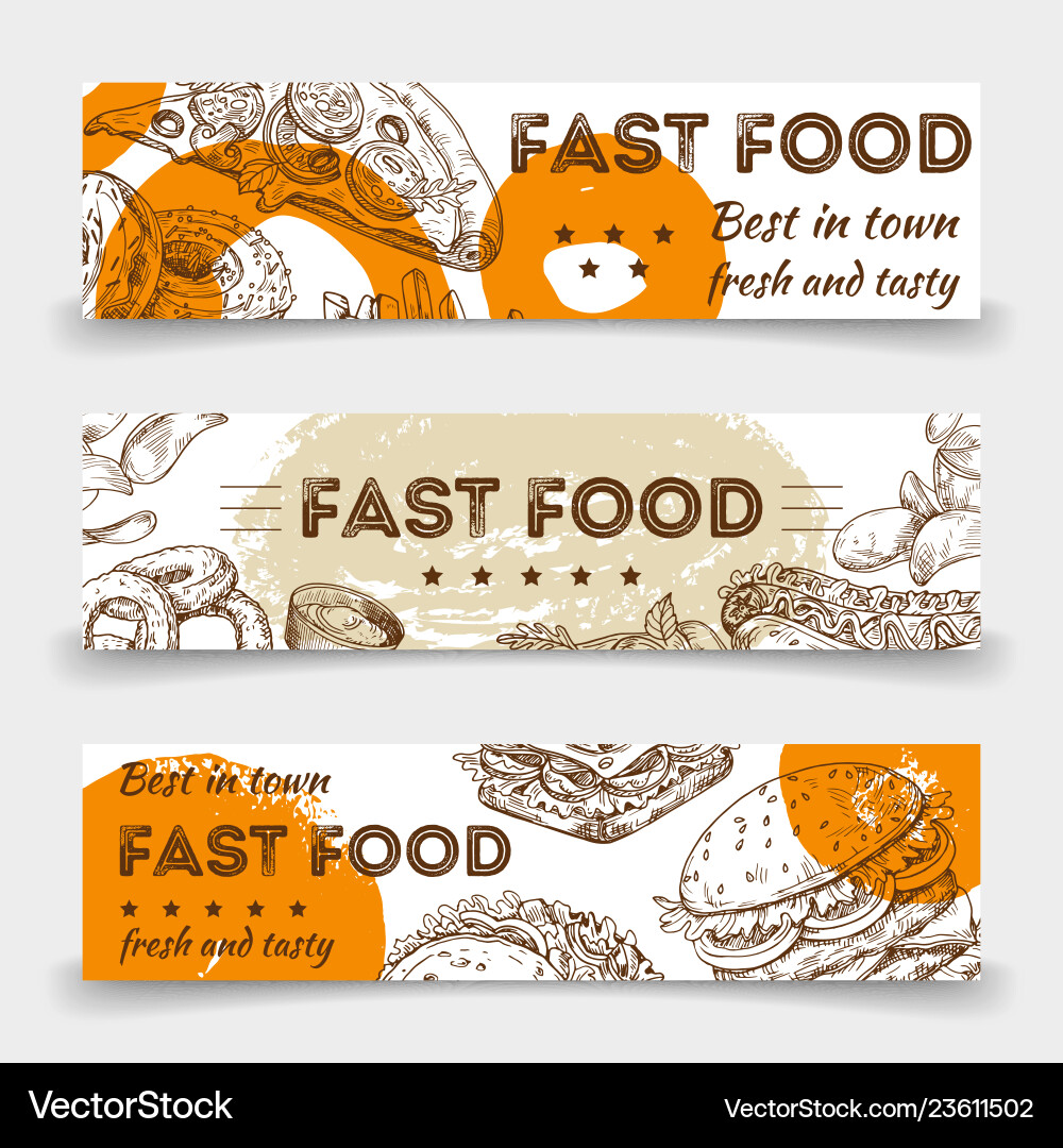Sketched fast food banners template design Vector Image