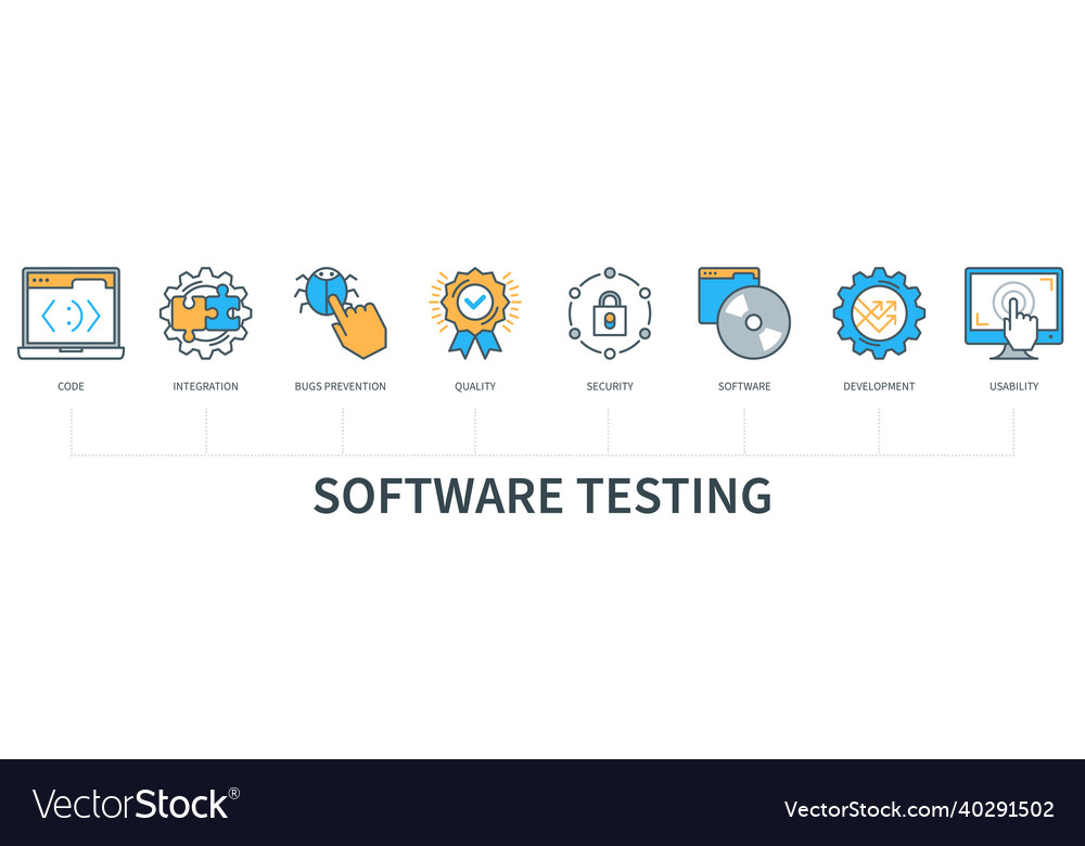 Software testing concept with icons code Vector Image