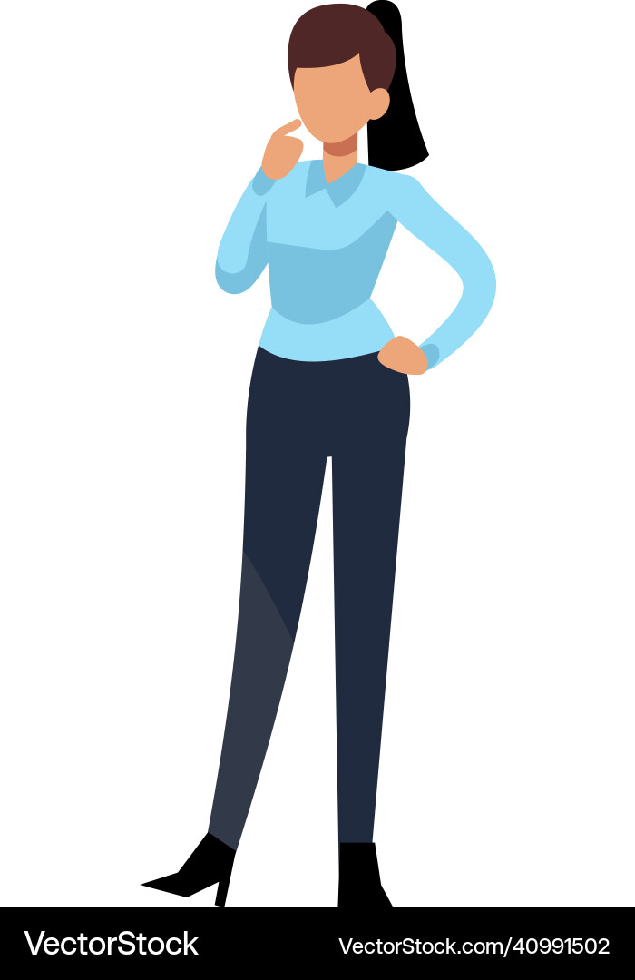 Standing woman thinking businesswoman solving Vector Image