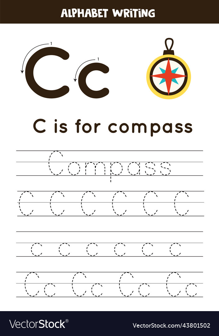 Tracing alphabet letters for kids learning letter Vector Image