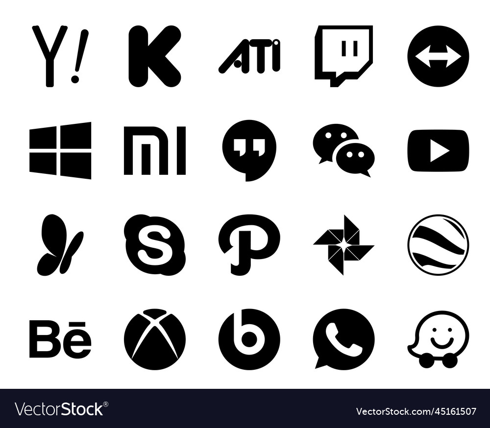 20 social media icon pack including photo chat Vector Image