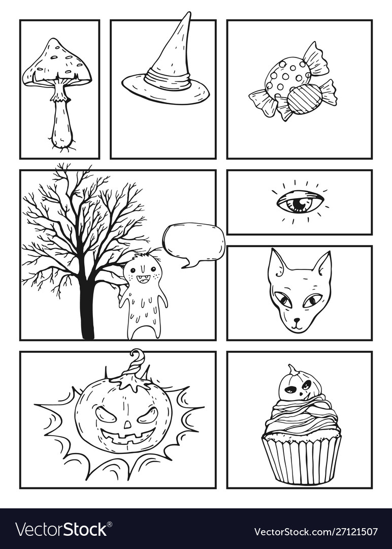 Comic blank layout template halloween background Vector Image