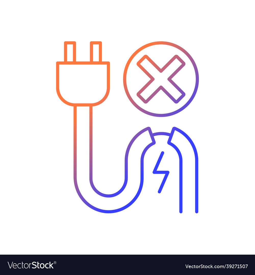 Do not use when damaged cable gradient linear Vector Image