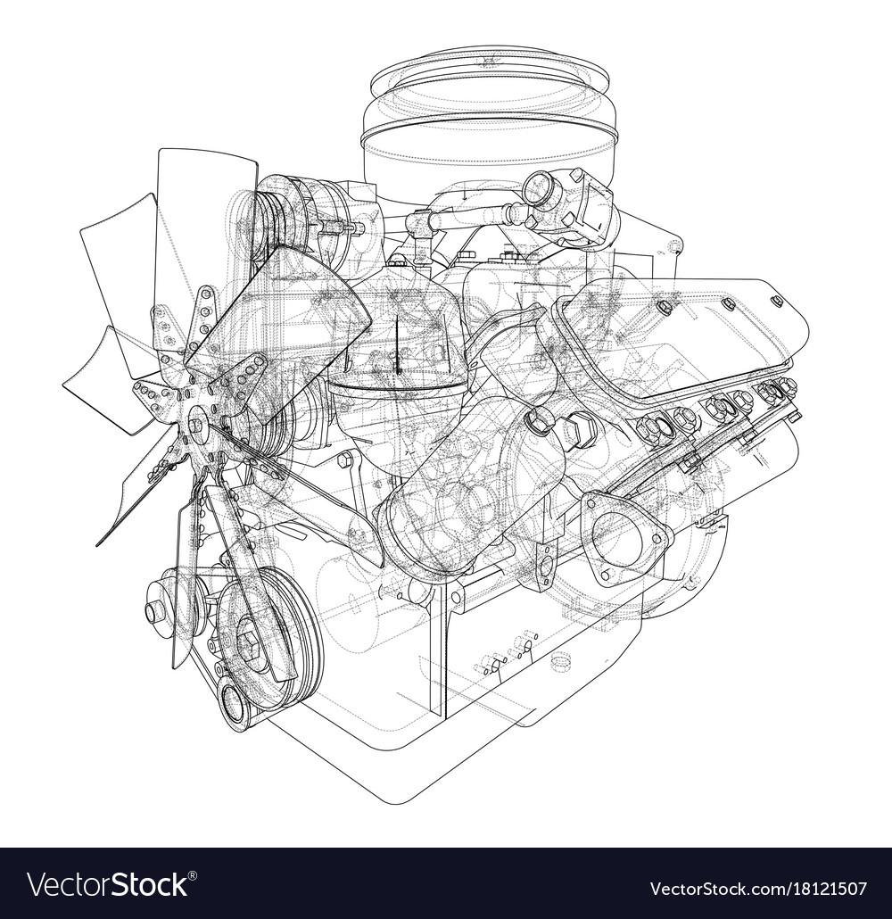 Engine sketch Royalty Free Vector Image - VectorStock