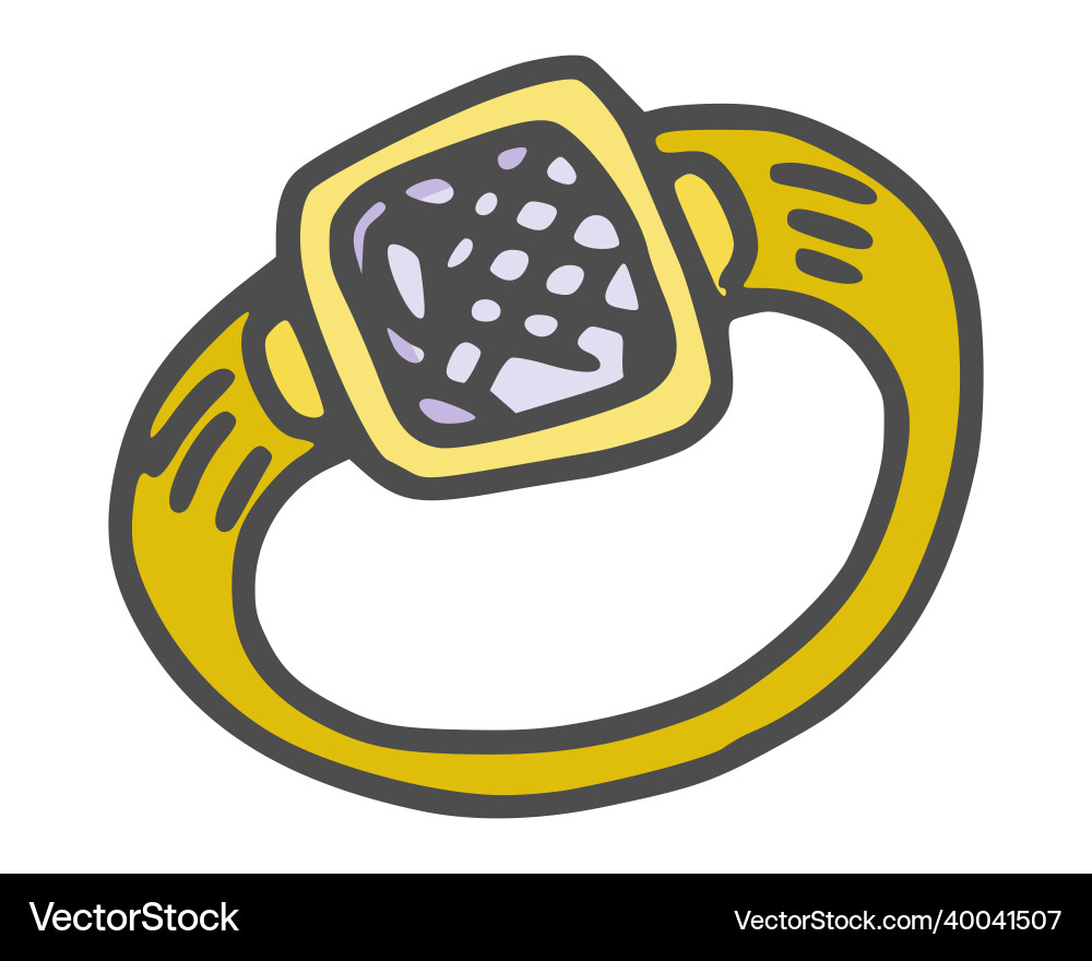 Gold ring simple drawing doodle sketch new Vector Image