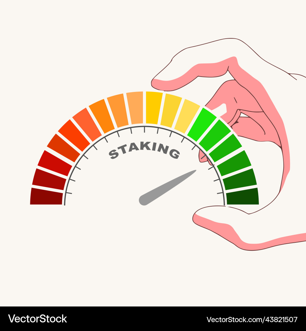 Hand holding staking indicator with color levels Vector Image