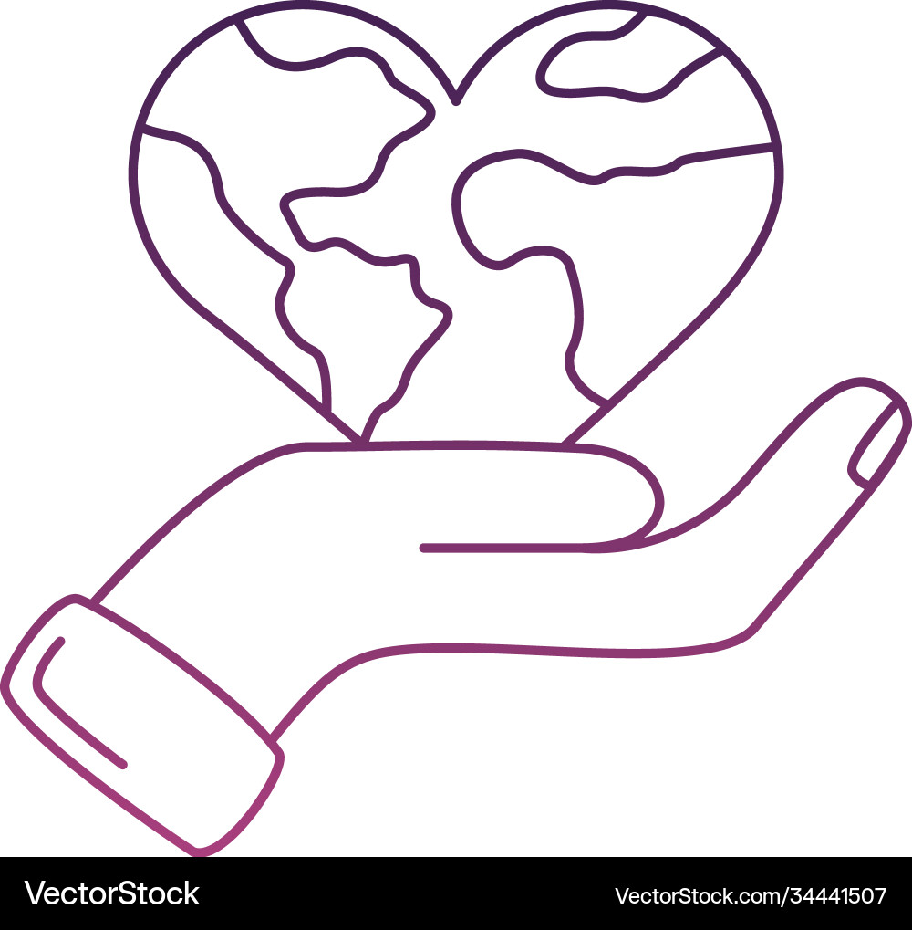 Hand human lifting earth planet with heart shape Vector Image